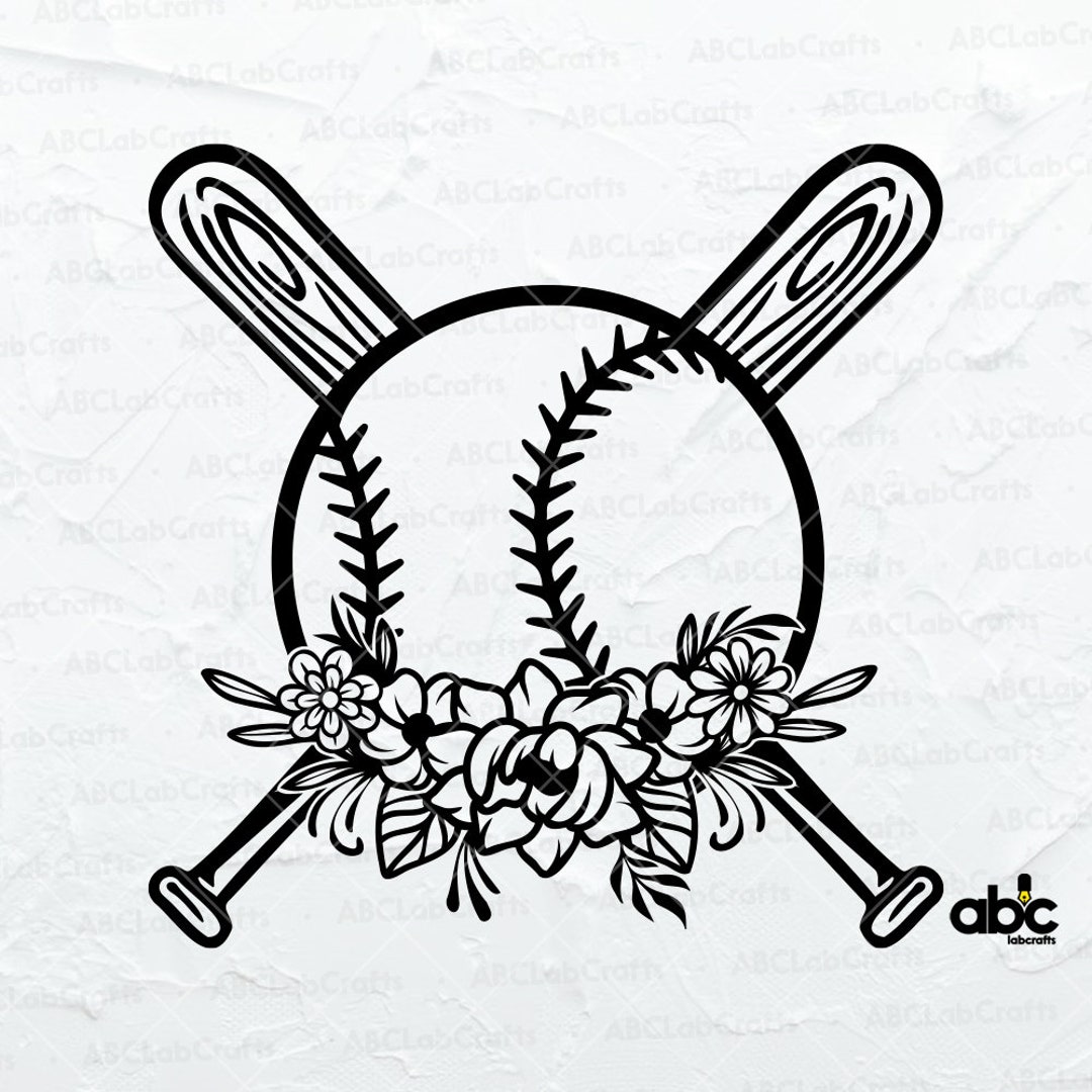 Floral Baseball Svg File Baseball Svg Softball Svg Sports Svg Baseball ...