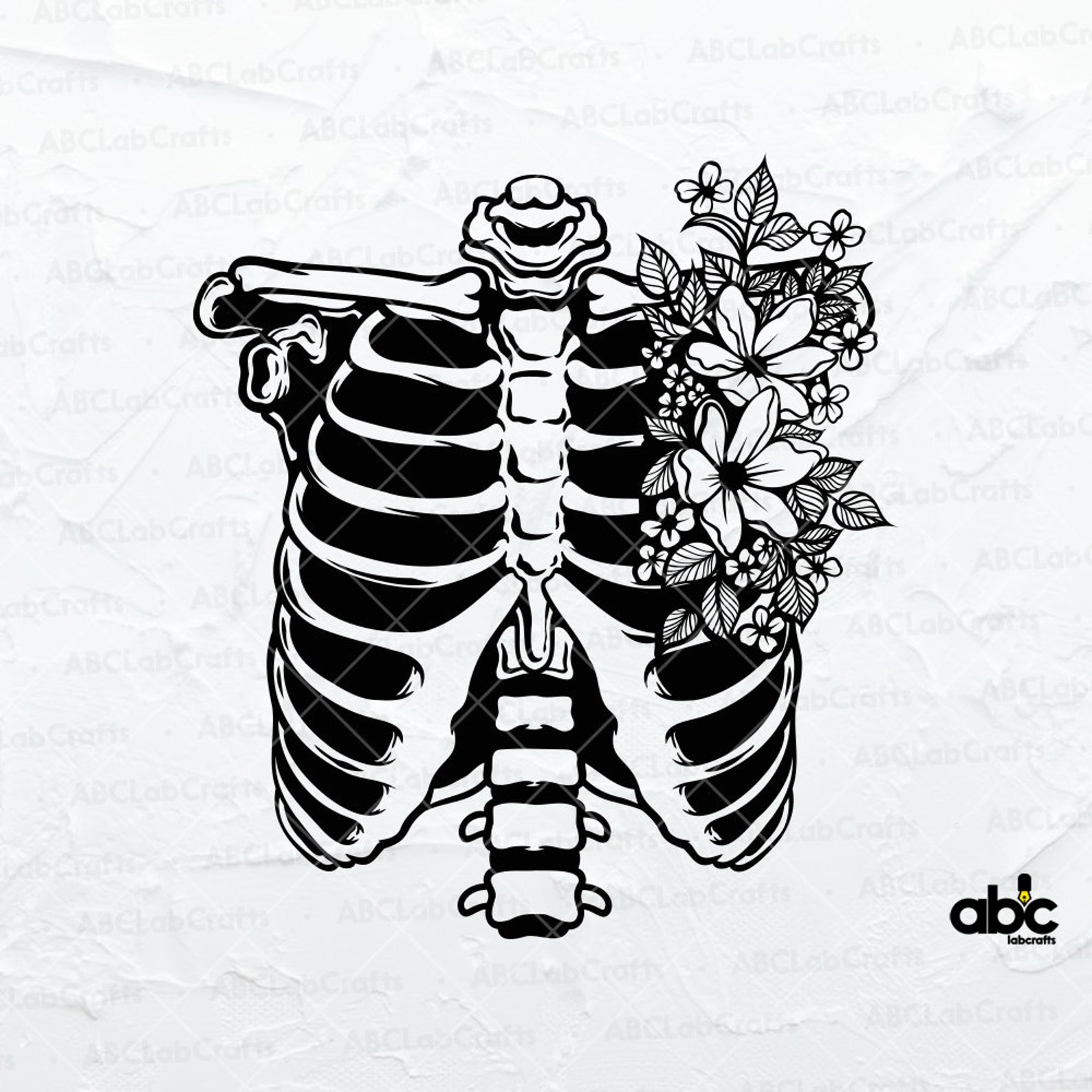 Ribcage Flowers Svg File Skeleton Ribs Floral Svg Bones Svg Skeleton ...