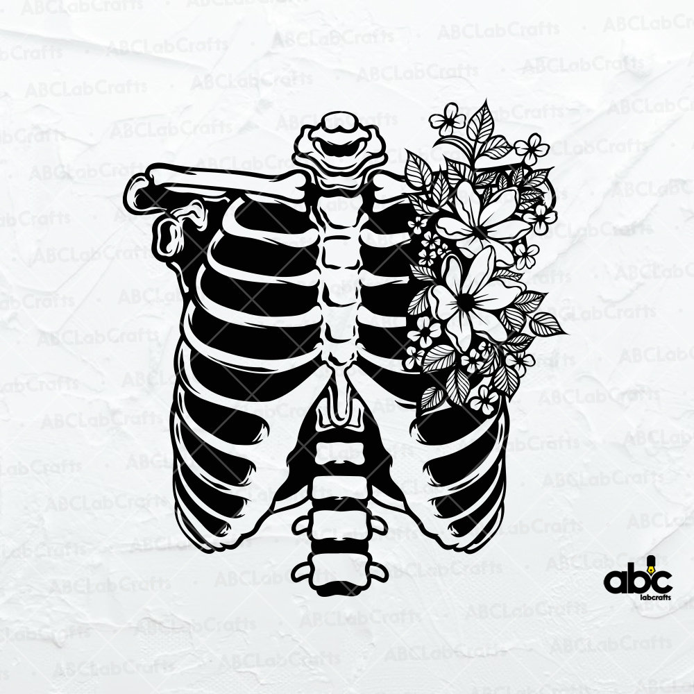 Ribcage Flowers Svg File Skeleton Ribs Floral Svg Bones | Etsy UK
