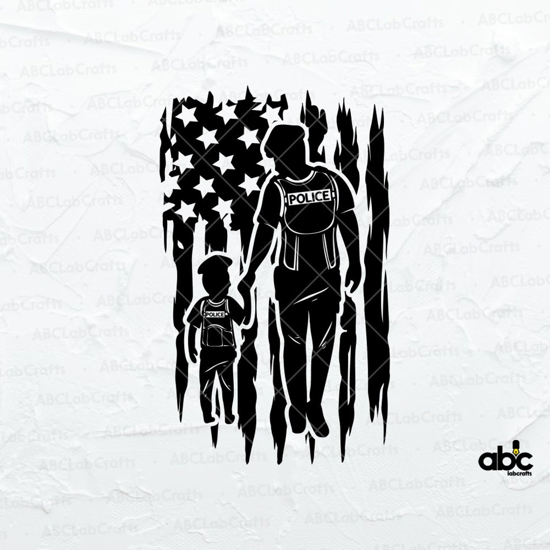 US Police Father and Son Svg File | Police Dad Shirt | Police Papa Svg ...