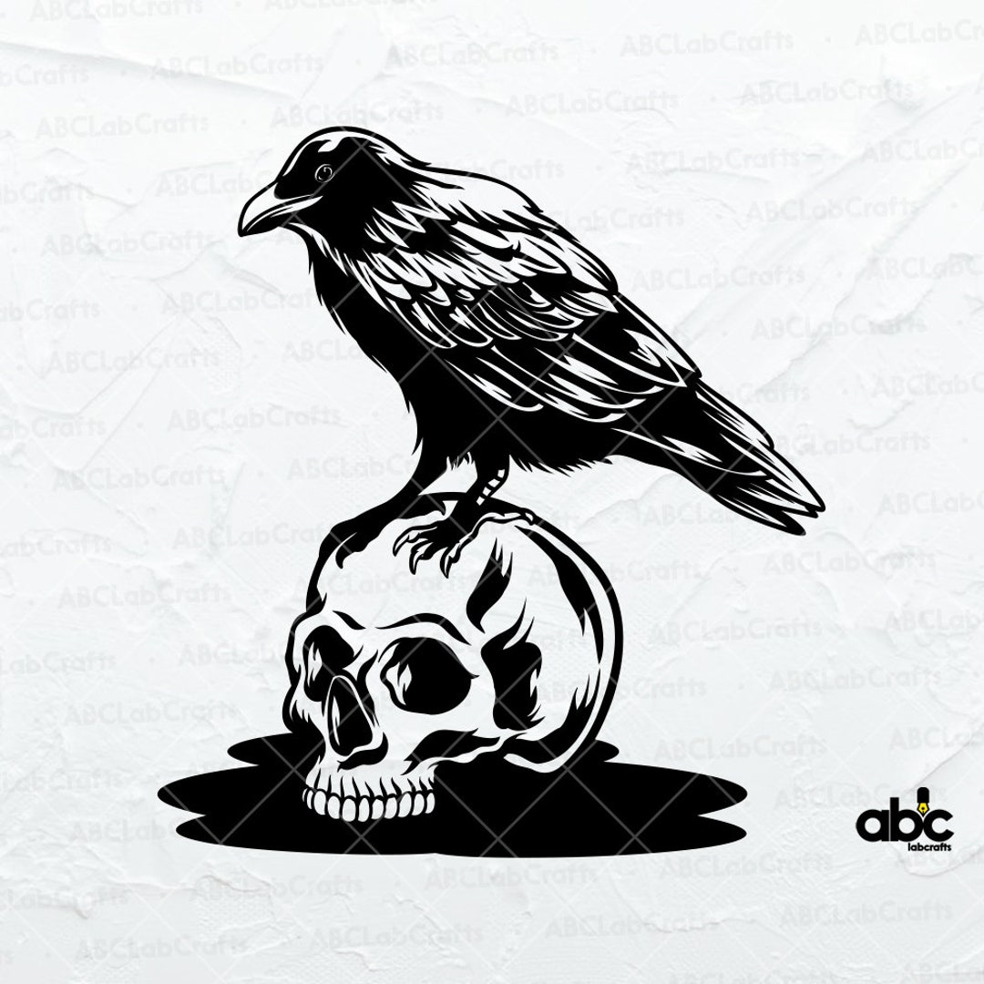 Crow on Skull Svg File | Halloween Svg | Skull Svg | Gothic Svg | Death ...