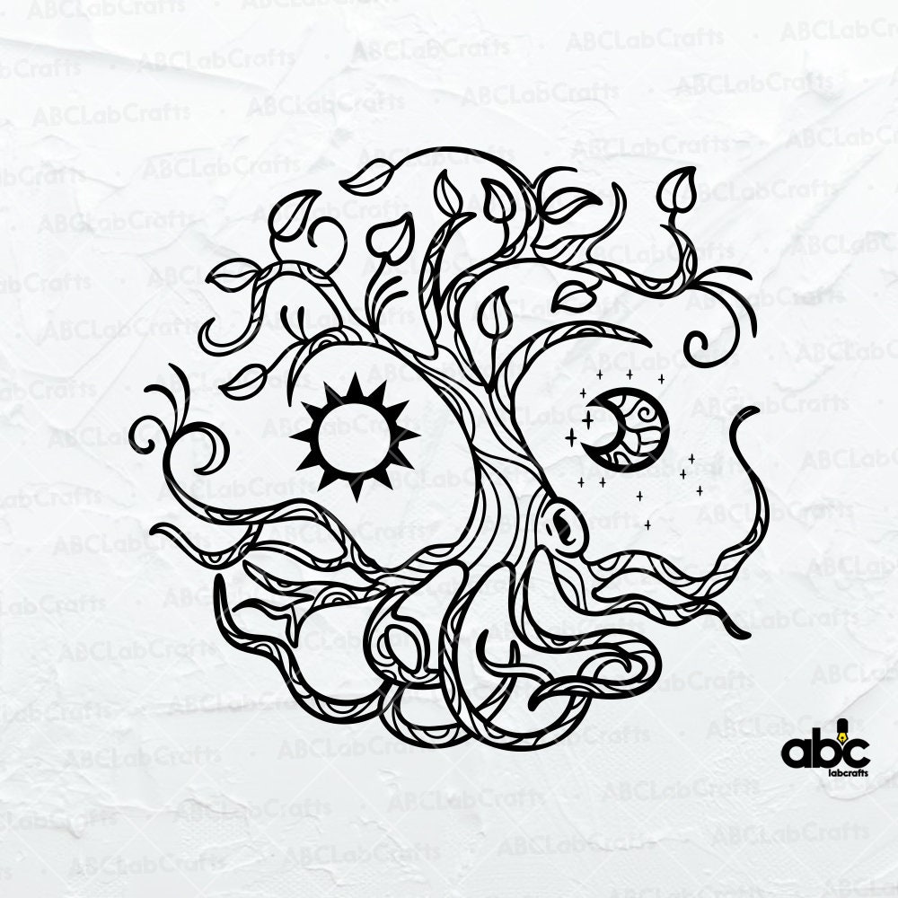 Tree of Life With Sun and Moon Svg File Tree Svg Tree of - Etsy