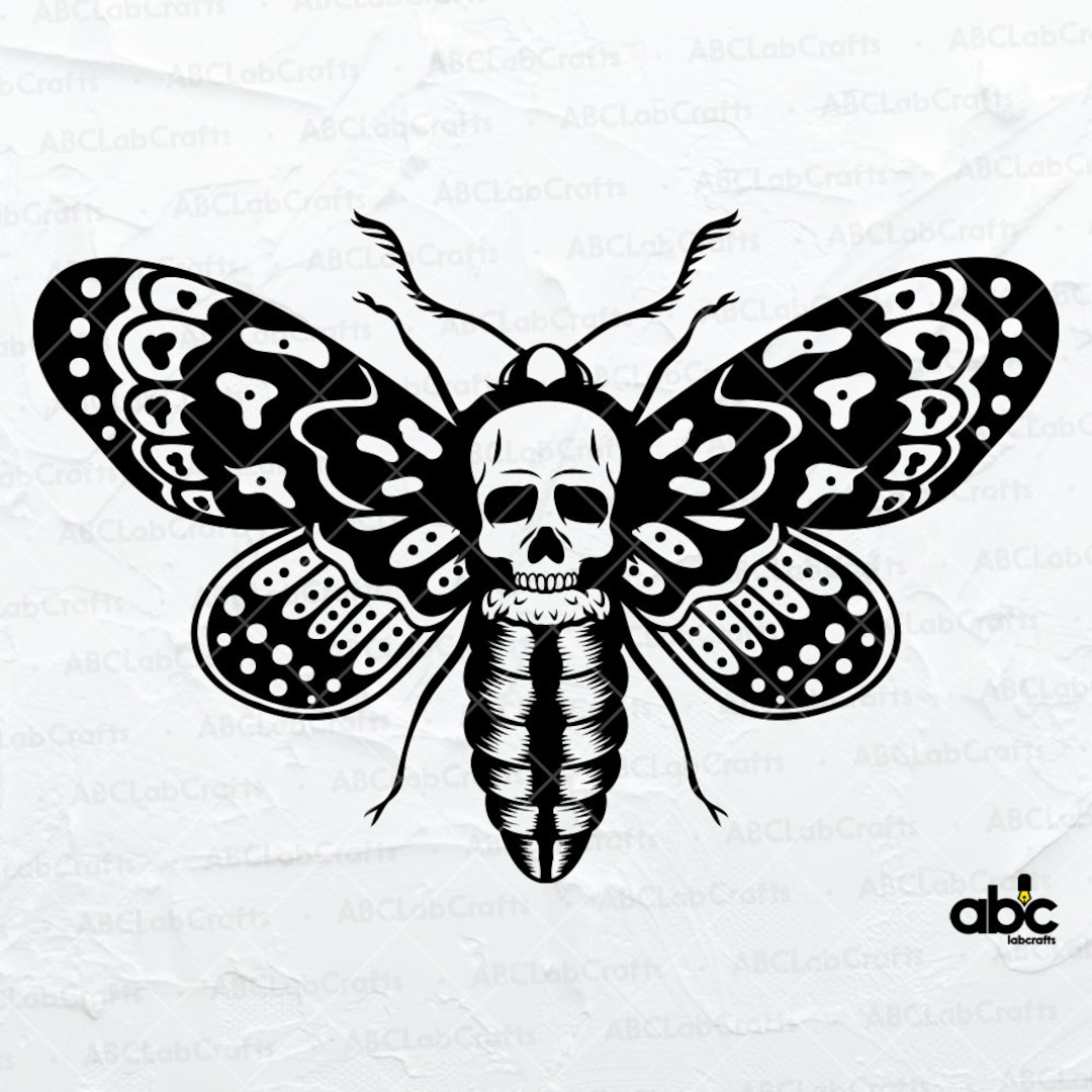 Death Head Moth Geo Svg File Deaths Head Hawkmoth Skull Moth Svg Gothic Witchy Svg Png DXF Jpg ...