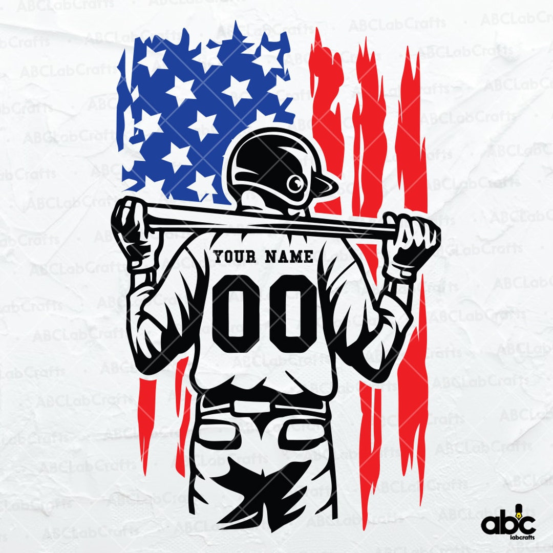 US Baseball Player Svg File | Personalized Name | Baseball Team Svg ...