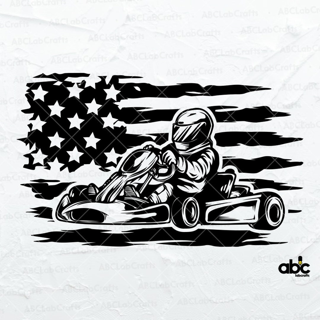 US Go Kart Riding Svg File | Go Kart Clipart | Go Kart Cut Files | Go ...