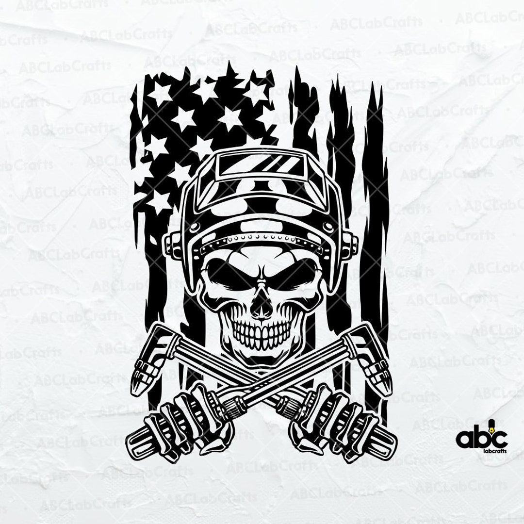 US Welder Skull Svg File | Welding Svg | Welder Shirt Clipart | Skull ...