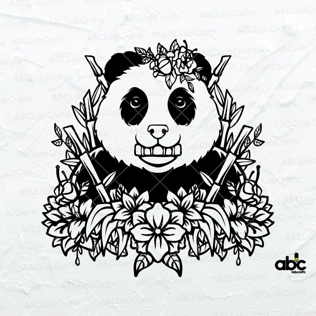 Floral Panda Svg File | Animal Svg | Panda Cutfile | Panda Shirt Svg ...