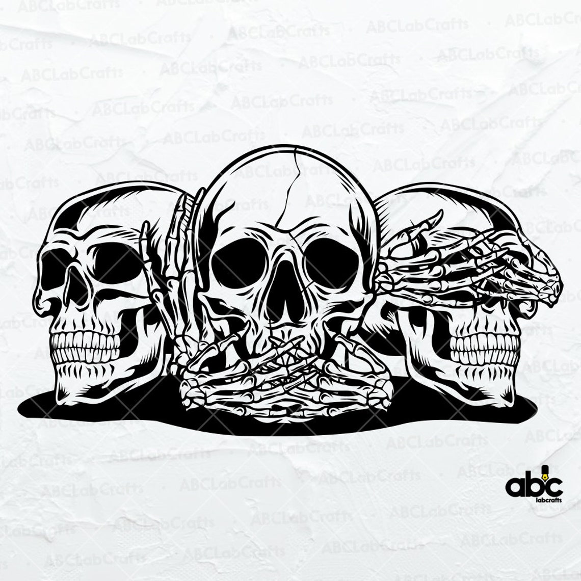 Three Wise Skulls Svg Skull Svg Bones Svg Hear See Speak Etsy Finland