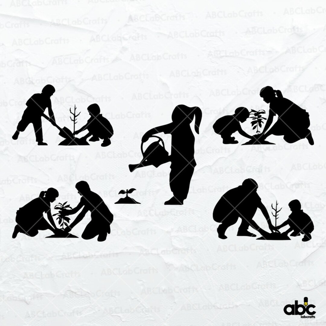 Tree Planting Svg Bundle | Tree Planting Silhouette | Planting Clipart ...