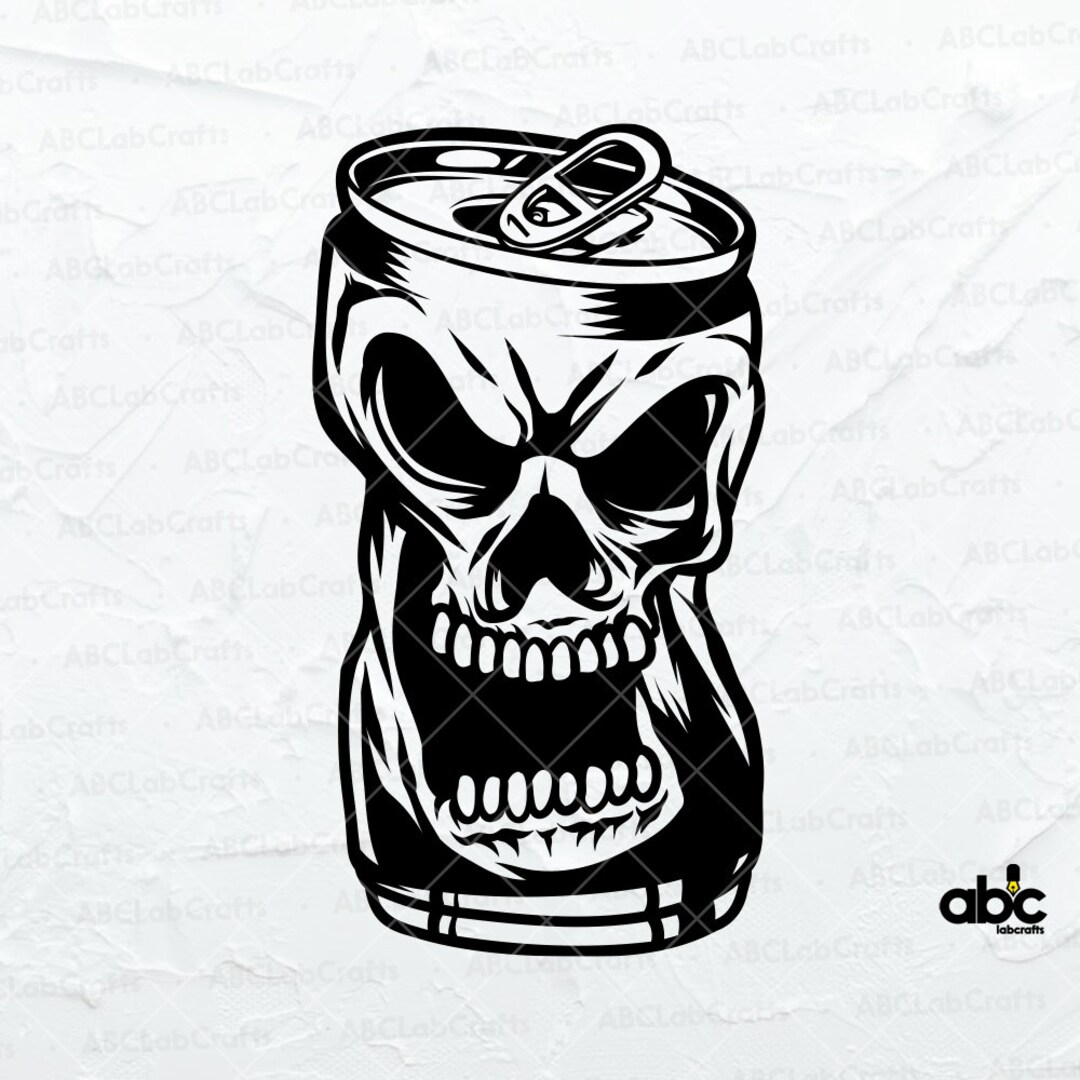 Skull Beer Can Svg File | Soda Pop Svg | Alcoholic Drink Bar Svg | Soda ...