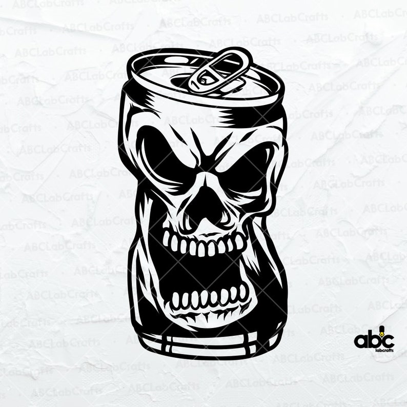 Skull Beer Can Svg File / Soda Pop Svg / Alcoholic Drink Bar - Etsy México