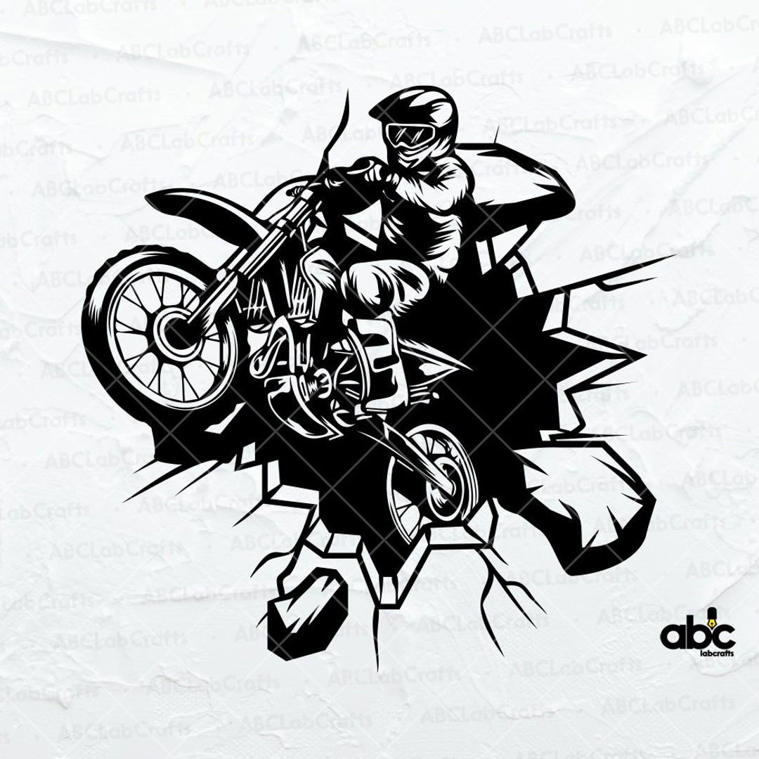 Dirt Biker Smash Wall Svg File | Biker Svg| Motocross Svg| Motorcycle ...