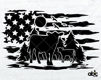 USA Cow Farm Svg File | US Cow Svg | Farmer Svg | Farm Animal Svg | Cow ...