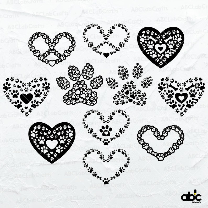 Paw Print Svg Bundle Paw Hearts Clipart Paw Print Hearts Png Dog Paws ...