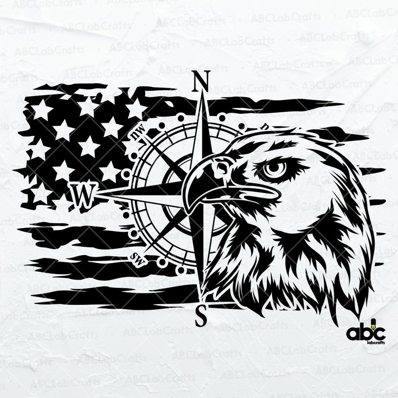US Eagle With Compass Svg File Eagle Svg American Eagle - Etsy