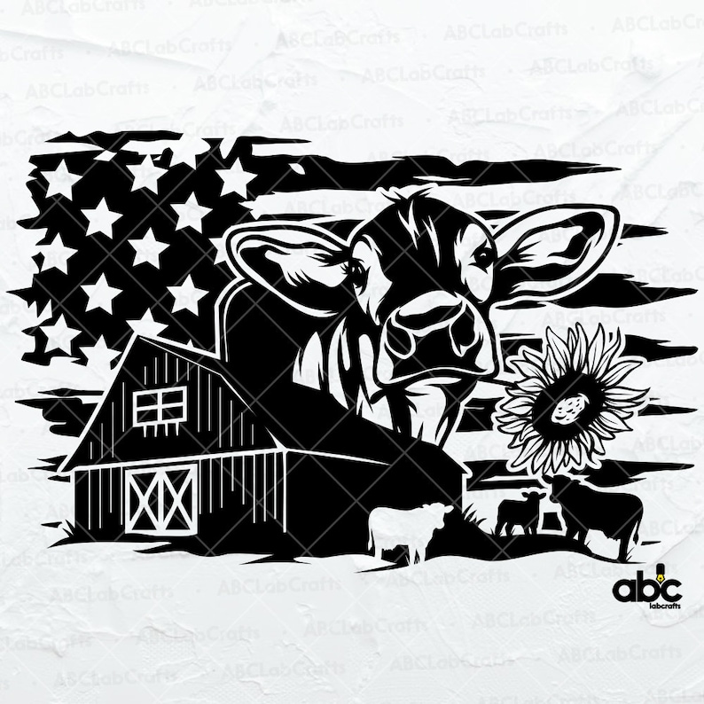 USA Cow Farm Svg File | US Cow Svg | Farmer Svg | Farm Animal Svg ...
