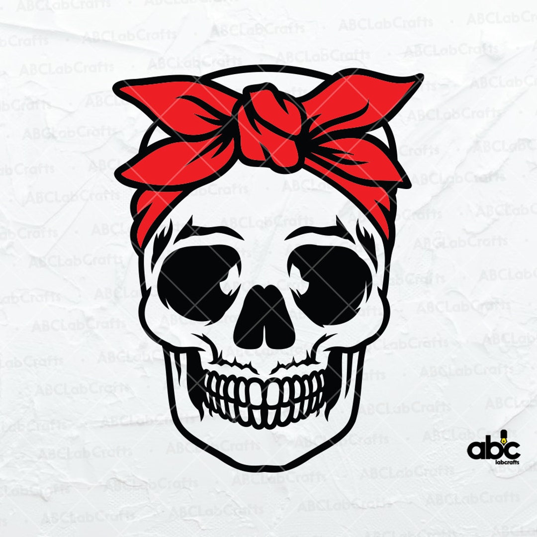 Skull Bandana Svg File | Skull Svg | Bandana Skull Svg | Skull Clipart ...