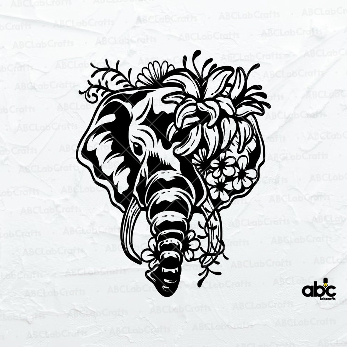 Floral Elephant Svg File | Elephant Clipart | Florals Svg | Elephant ...