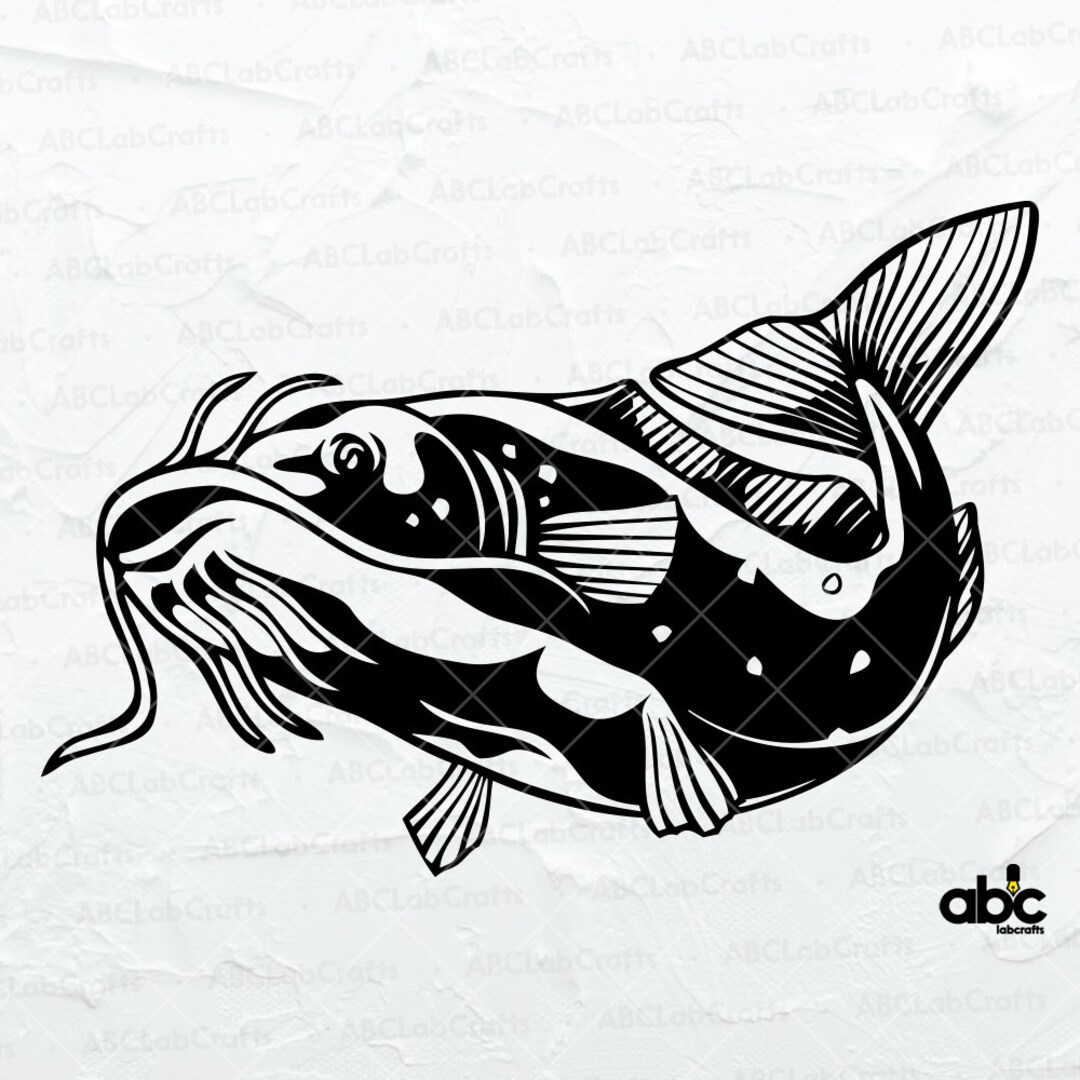 Cat Fish Svg File | Fishing Shirt Png | Lake Monster Sea Animal Stencil ...