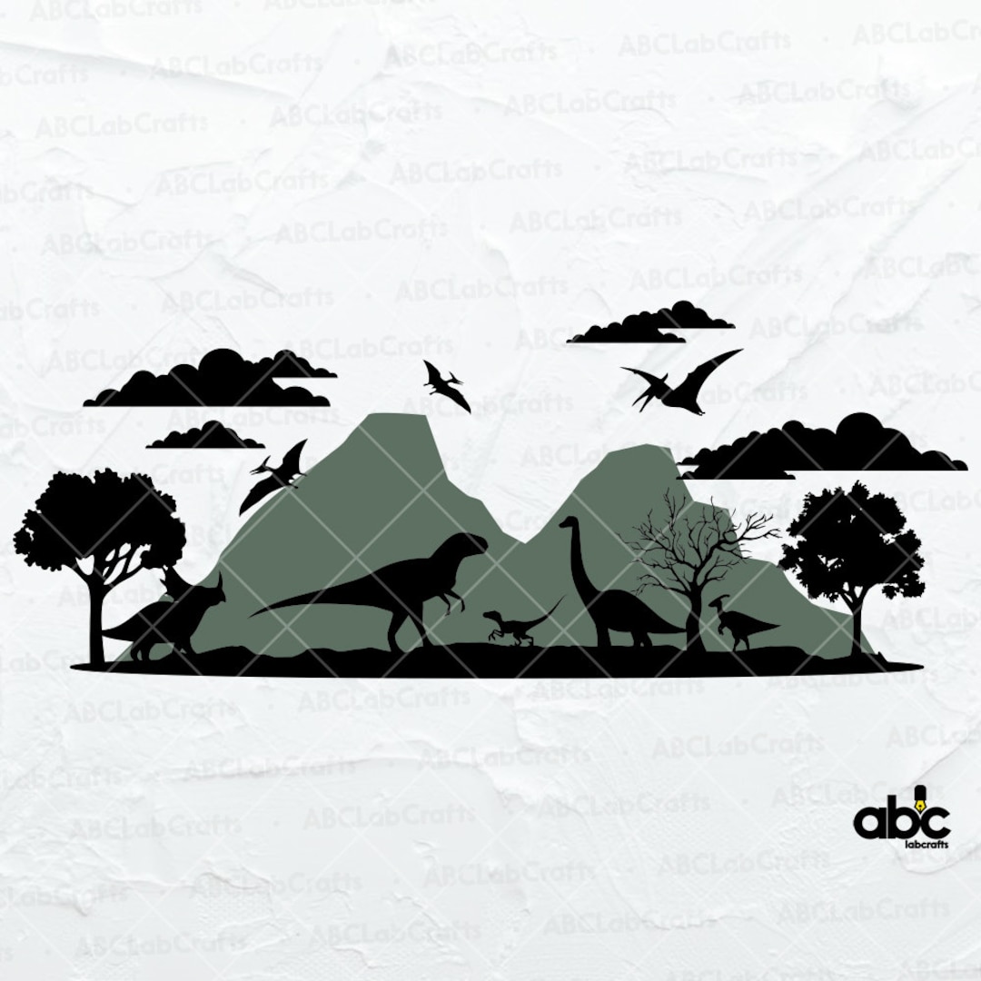 Dinosaur Scene Svg File | Dinosaur Svg | Dino Svg | Jurassic Svg ...
