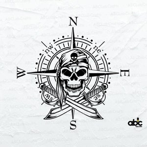 Pirate Compass Svg File | Skull Compass Svg | Nautical Svg| Pirate Svg ...