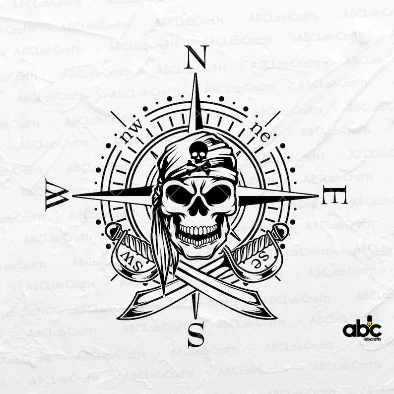 Pirate Compass Svg File Skull Compass Svg Nautical Svg - Etsy