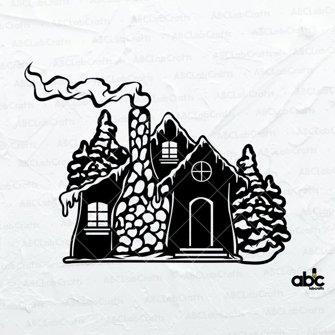Winter Cabin Svg File | Christmas Svg | Christmas Scene Svg | Mountains ...