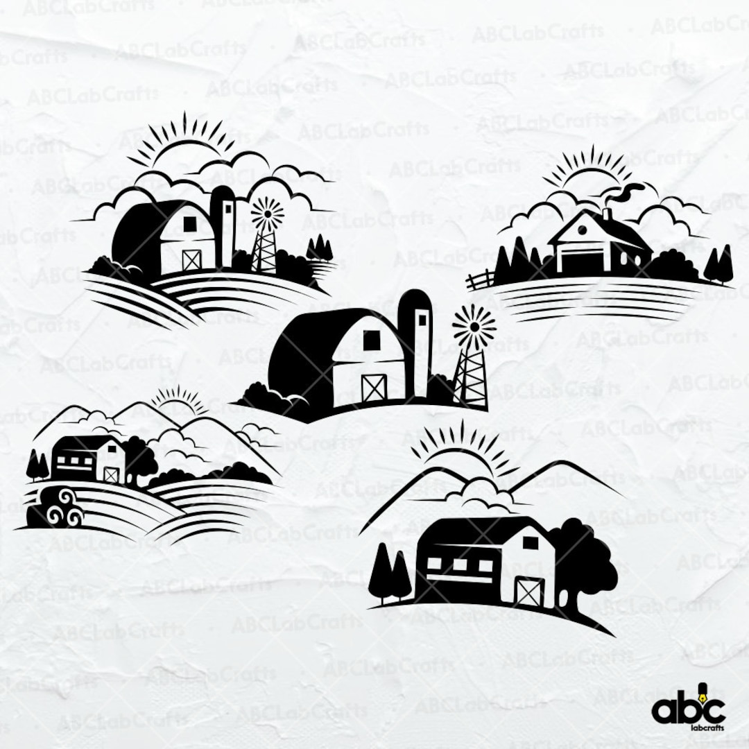 Farm House Svg Bundle | Farm Scene Png | Barn House Clipart | Family ...