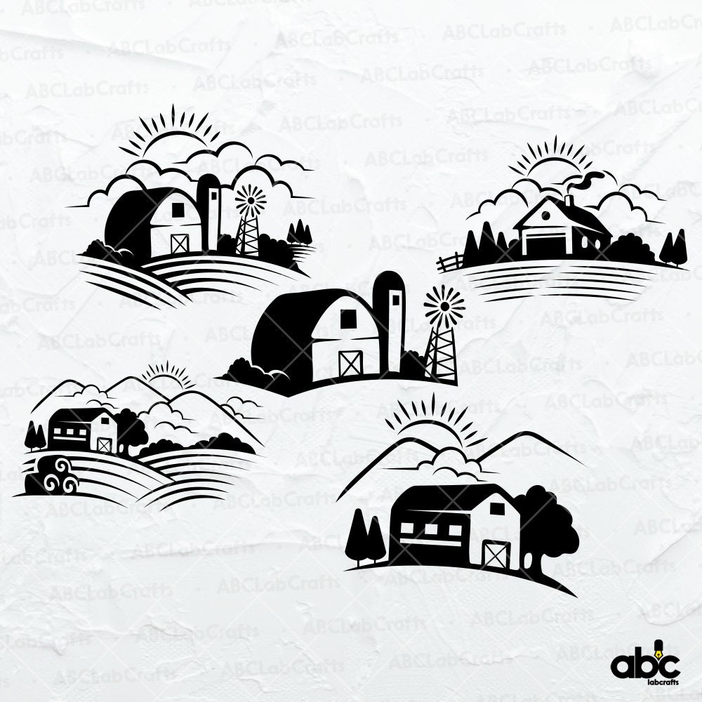 Farm House Svg Bundle Farm Scene Png Barn House Clipart Family Farm Svg ...
