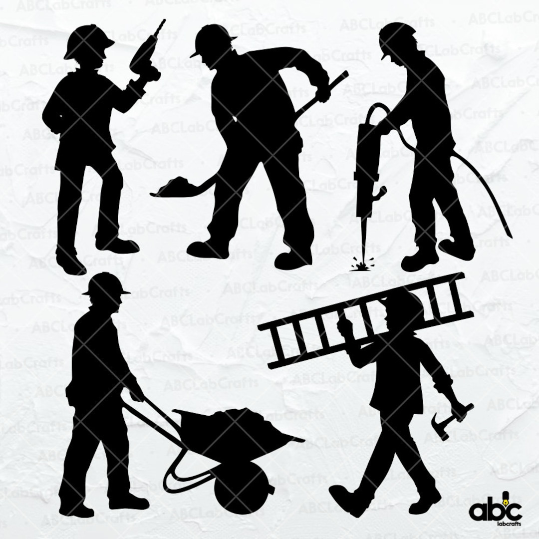 Construction Workers Svg Bundle | Worker Silhouette | Construction ...