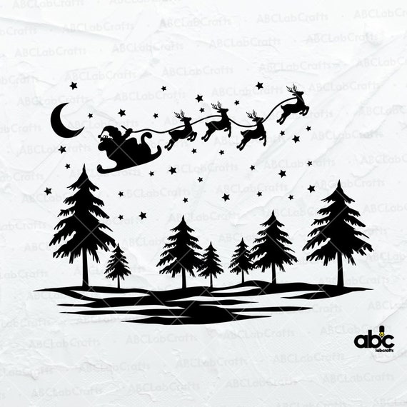Christmas Night Svg File Starry Forest Svg Pine Trees Svg | Etsy