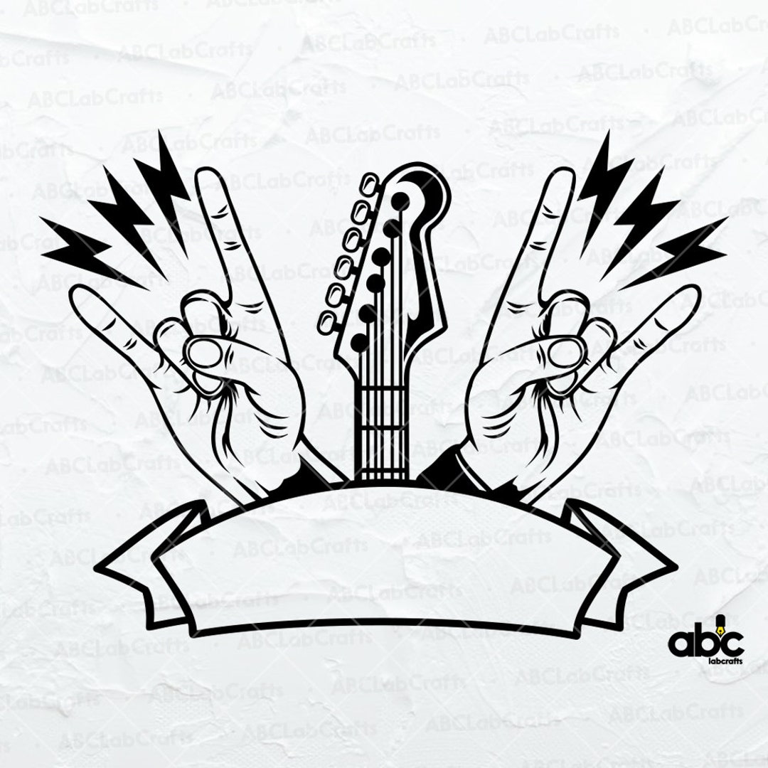 Rock and Roll Music Svg File | Guitar Svg | Rock Hand Sign Svg| Rocker ...