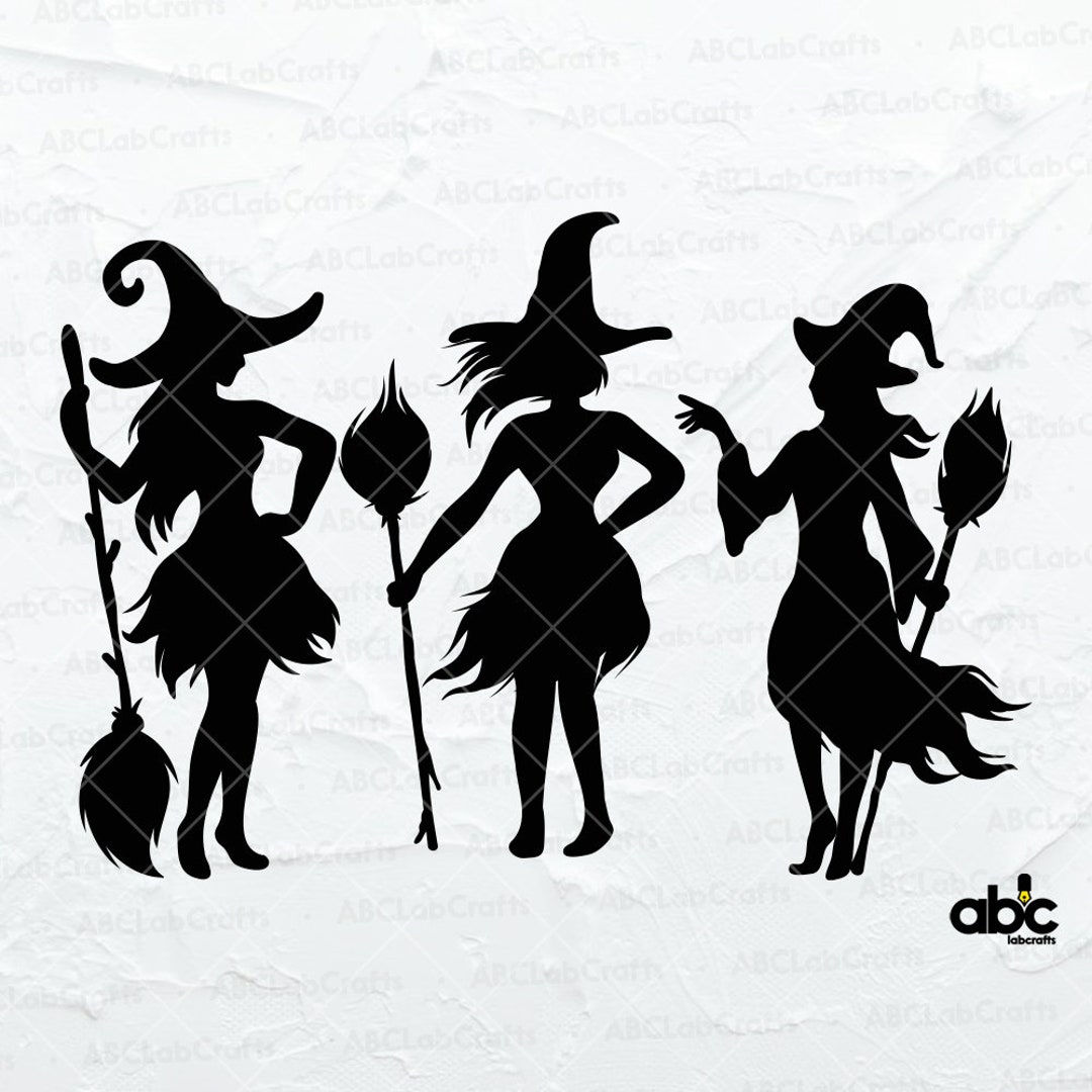 3 Cute Witch Svg File | Wicked Witch Clipart | Flying Witch Svg ...