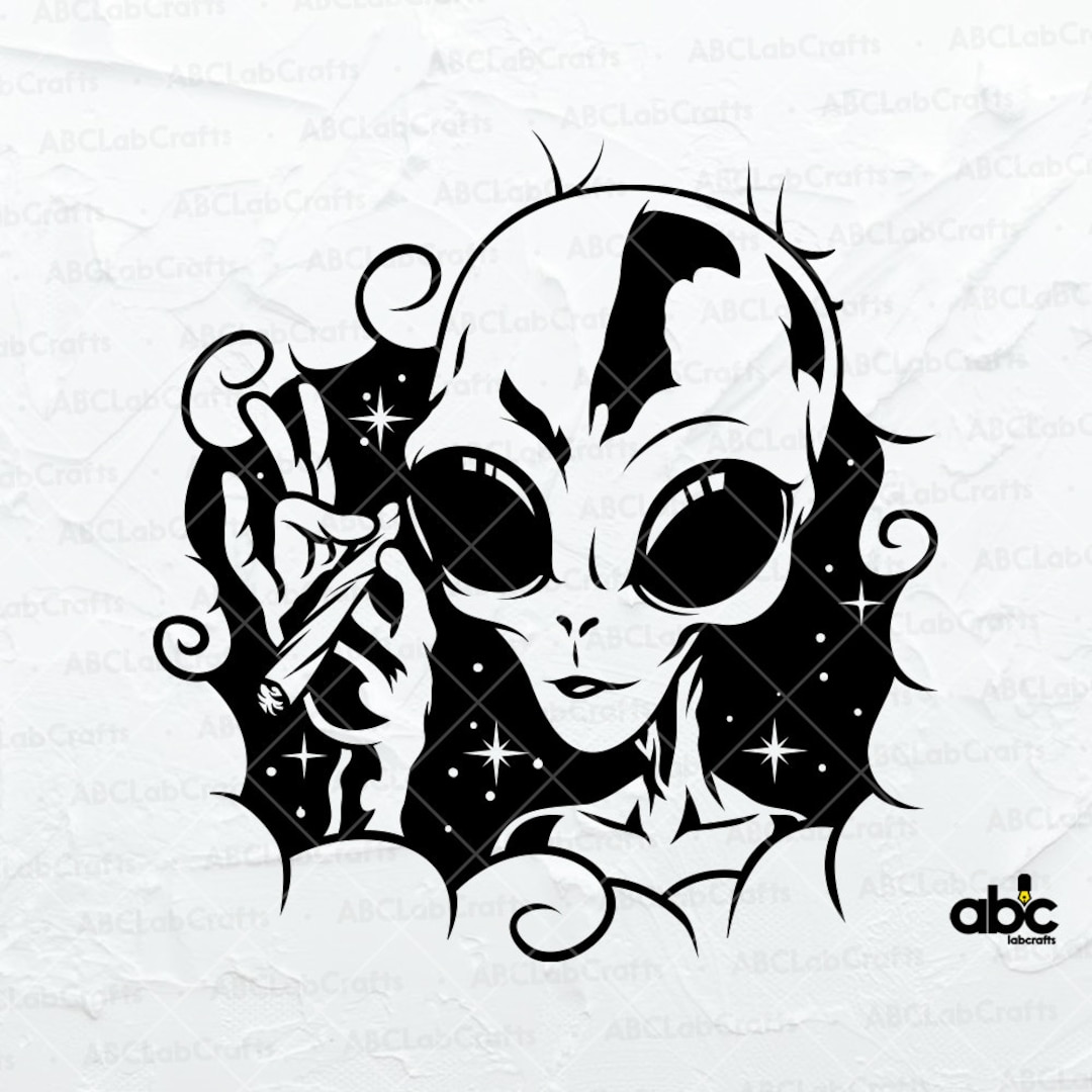 Alien Smoking Weed Svg File | Smoking Joint Svg | Cannabis Svg ...