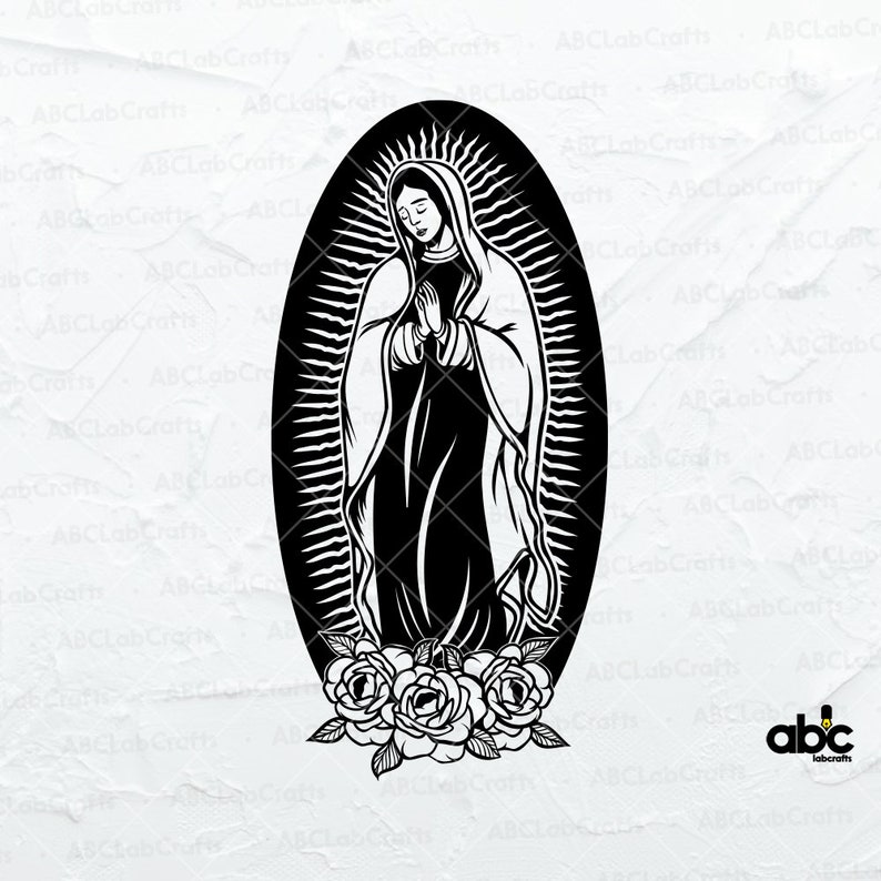 Floral Virgin Mary Svg File Mary Mother Of God Svg Virgen Etsy
