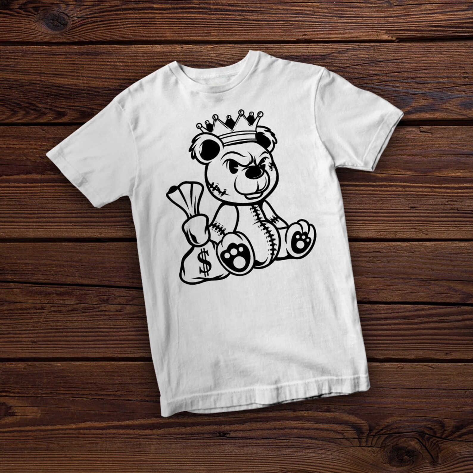 Teddy Bear King Money Bag Svg File Scar Face Bandage Rich Etsy Uk