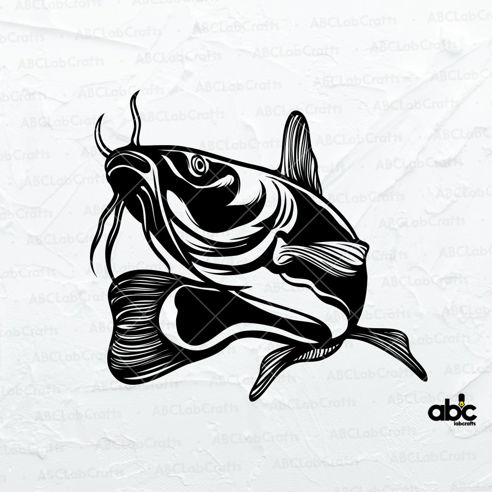Catfish Illustration Svg File | Fish Svg | Lake Fish Svg | River Fish ...