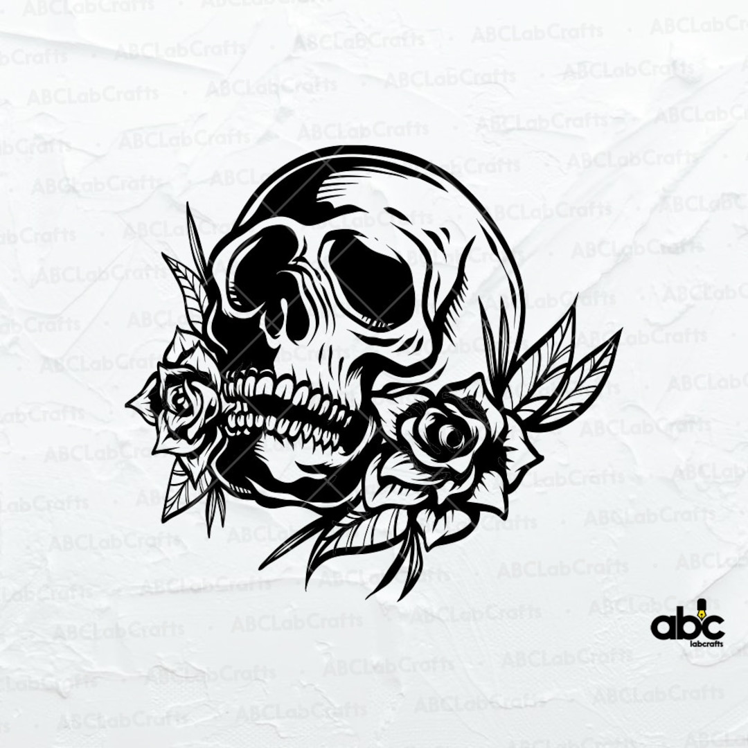 Skull Flowers Svg File | Skull Flower Svg | Skull Roses Svg | Sugar ...