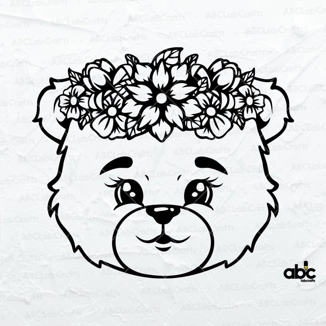 Floral Bear Svg File | Cute Bear Svg| Floral Animal Svg| Baby Bear With ...