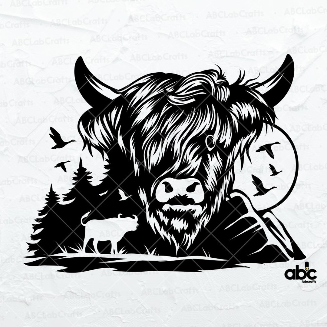 Highland Cow Svg File | Farm Animal Svg| Highland Cow Clipart | Farm ...