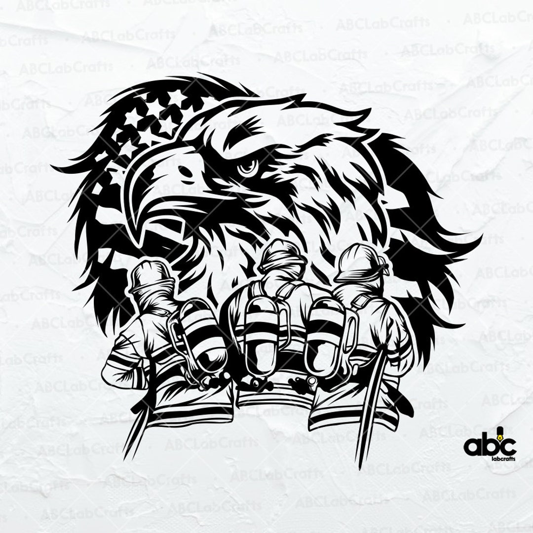 US Patriotic Eagle Fire Fighter Svg File | Fire Department Png | Rescue ...