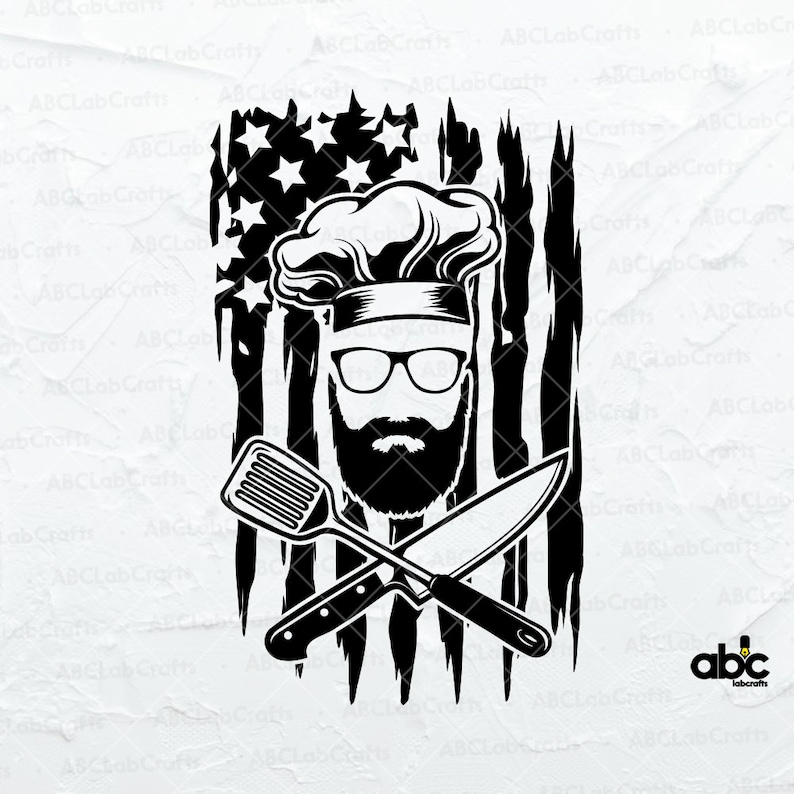 US Beard Man Chef Svg File | US Chef Life Svg | Grillers Clipart | Head ...