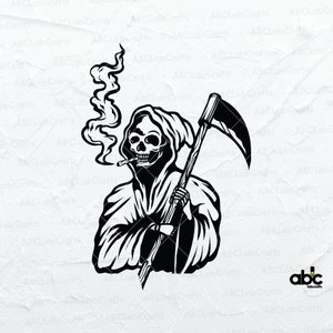 Smoking Grim Reaper Svg File | Halloween Svg | Smoking Cannabis Svg ...
