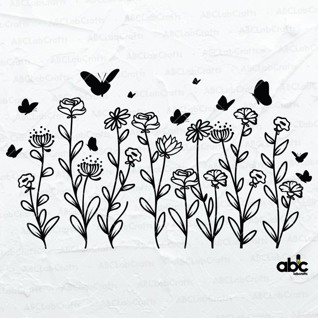 Wildflower Svg File | Flower Svg | Flower Border | Flower Clipart ...