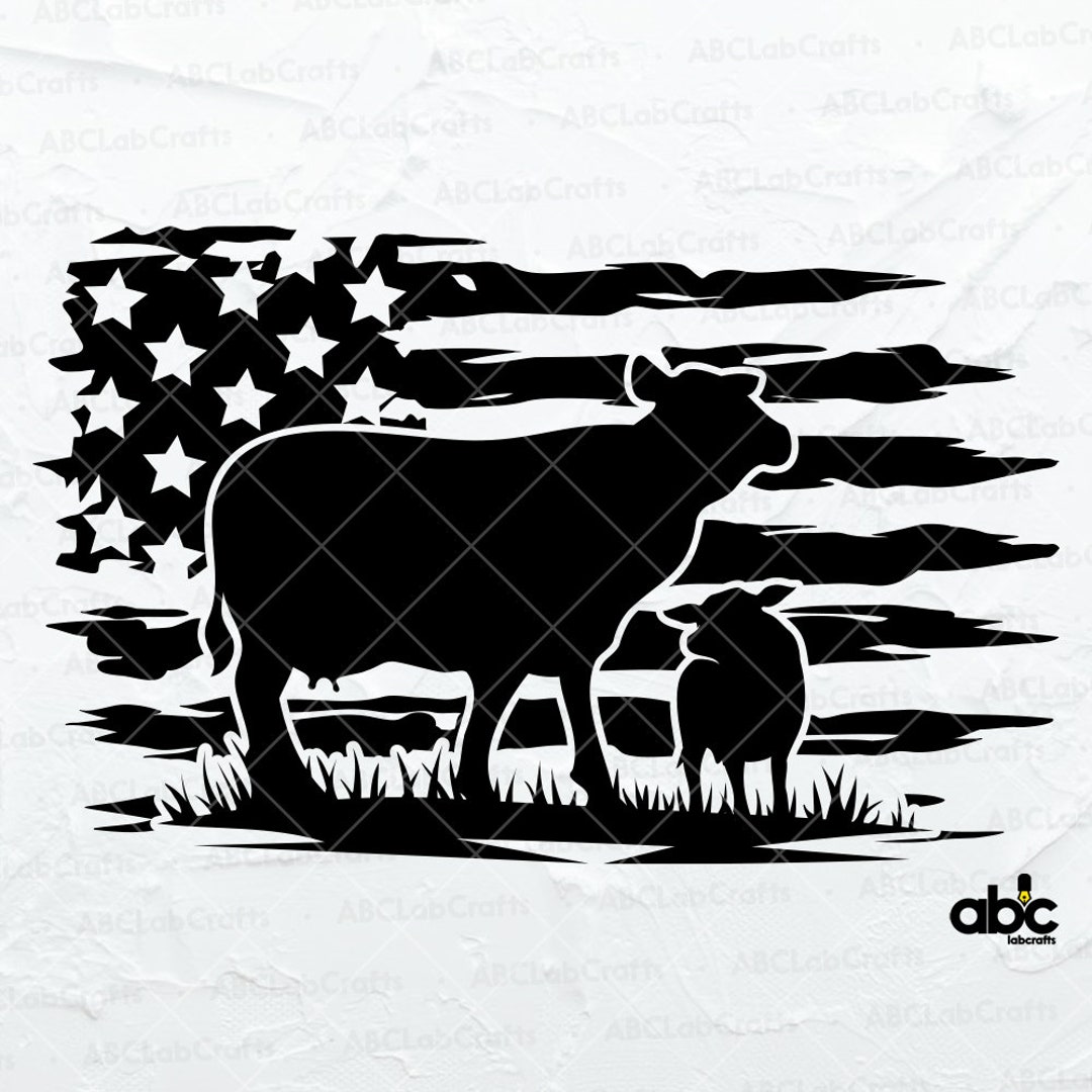 USA Cow Farm Svg File | US Cow Svg | Farmer Svg | Farm Animal Svg | Cow ...