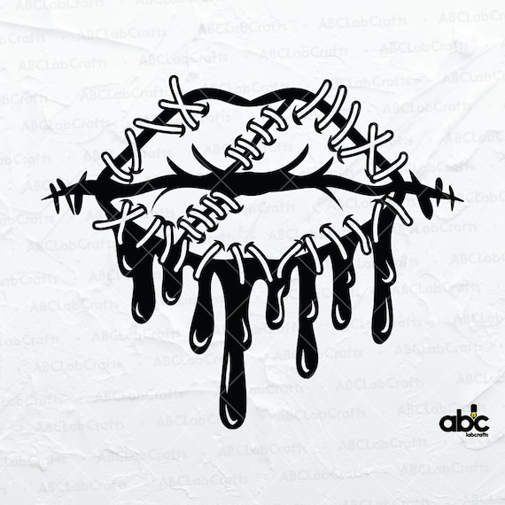 Dripping Lips Stitch Svg File Creepy Lips Svg Lips Svg - Etsy