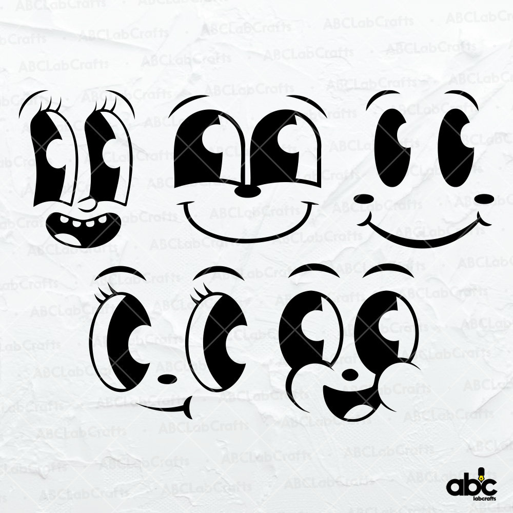 Cartoon Face Svg Bundle | Cartoon Eyes Svg | Cartoon Face Outline ...
