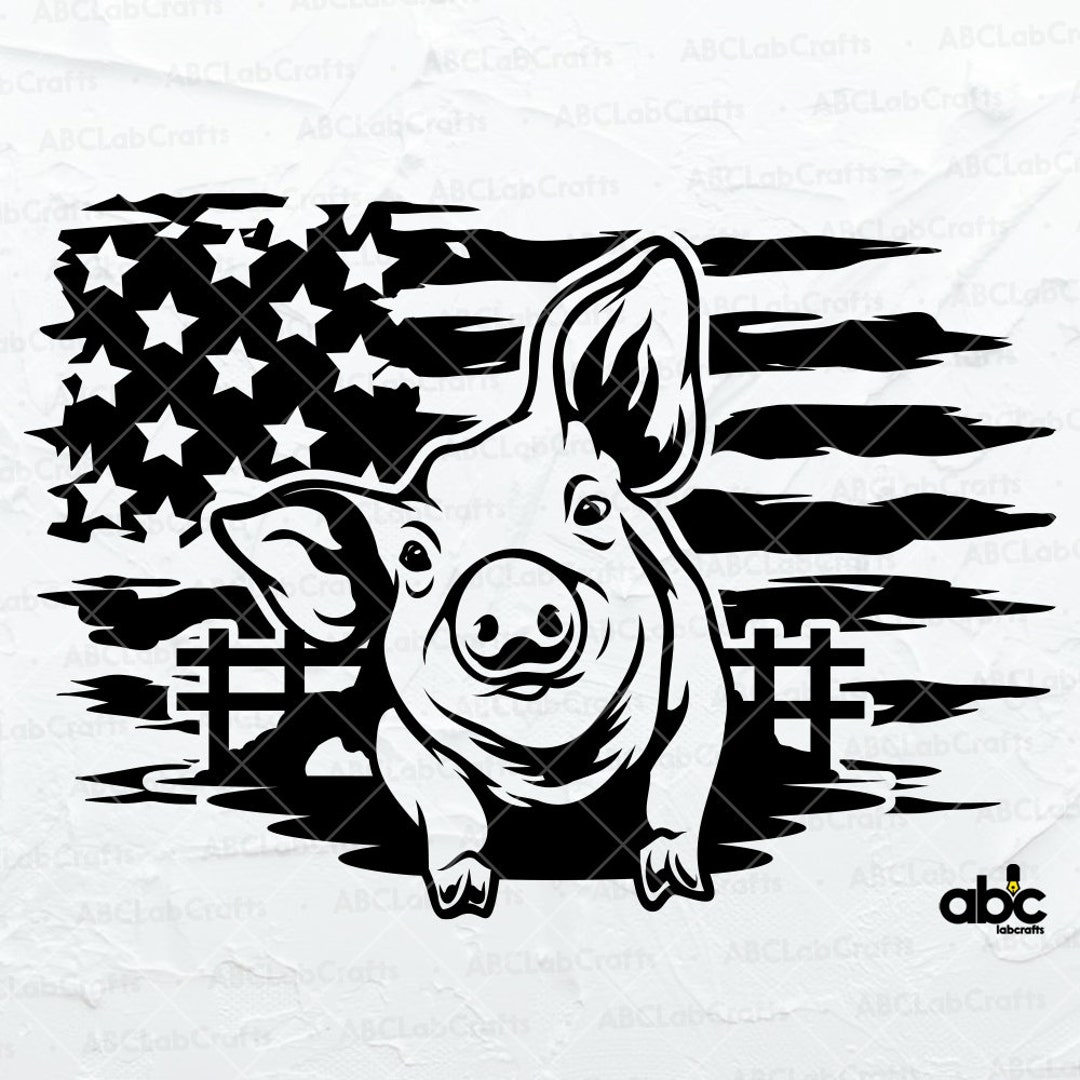 USA Pig Scene Svg File | Farm Animal Svg | Farm Life Svg | Pig Clipart ...