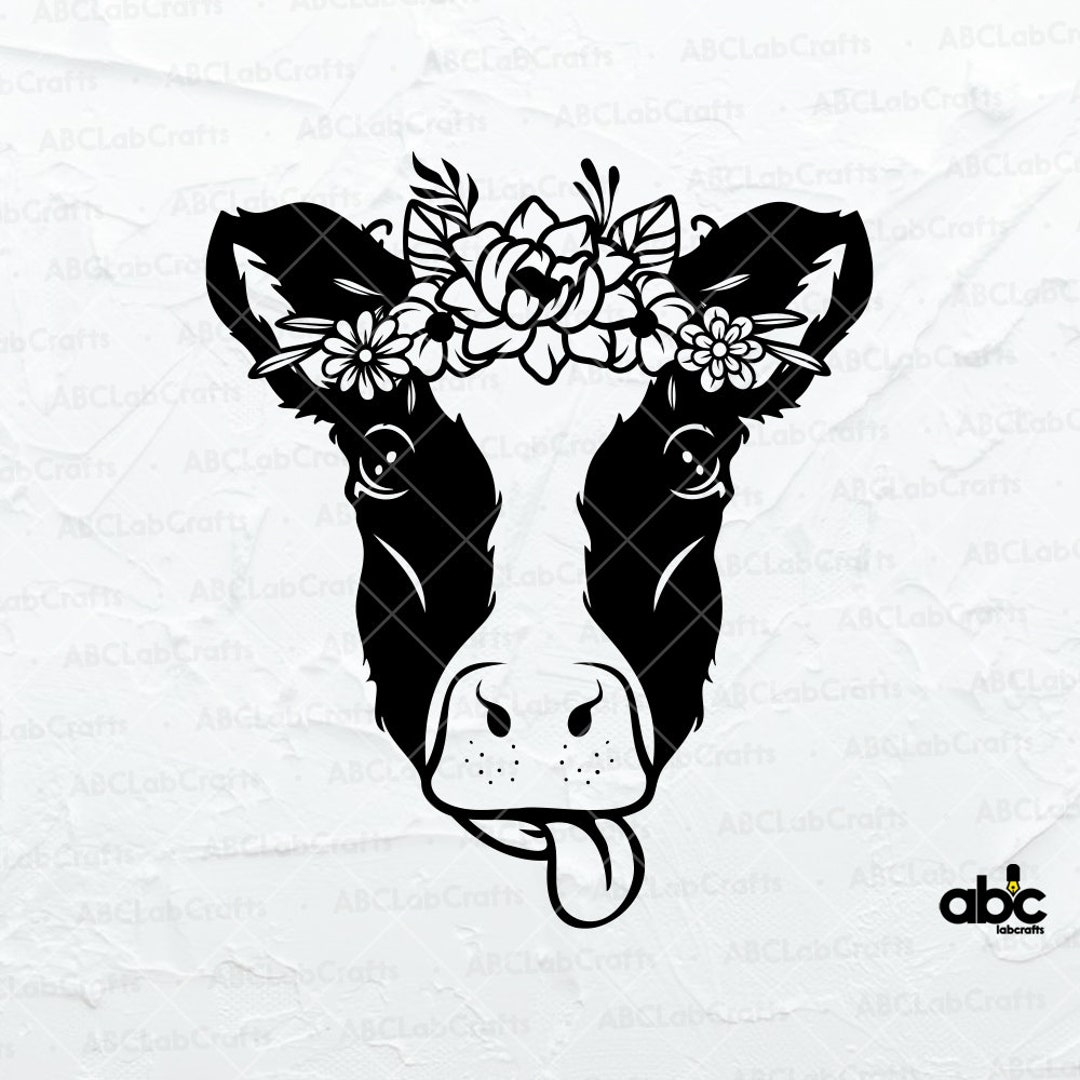 Floral Cow Svg File | Cute Cow Svg | Floral Animal Svg | Baby Cow Svg ...