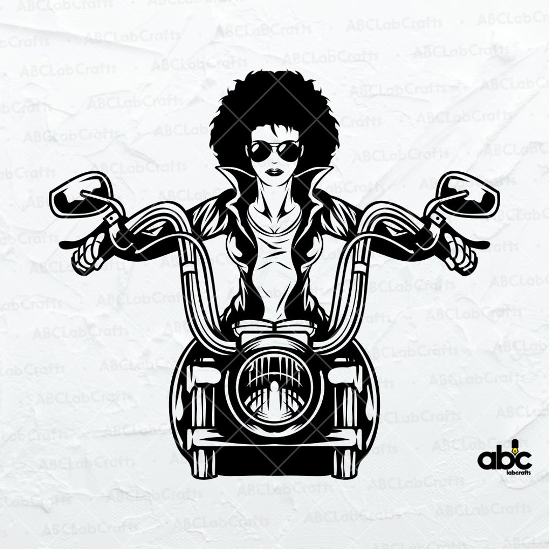 Afro Biker Girl Svg File | Biker Shirt Svg | Afro Girl Svg | Afro Biker ...